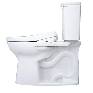 TOTO Drake Transitional WASHLET+ Two-Piece Elongated 1.28 GPF TORNADO FLUSH Toilet and S7A Contemporary Bidet Seat with Auto Flush, Cotton White - MW7864736CEGA#01