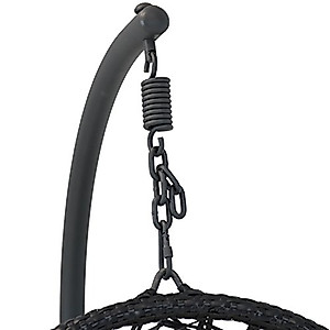 Sunnydaze Cordelia Hanging Egg Chair with Steel Stand Set - Resin Wicker - Outdoor Large Basket Design Patio Lounge Chair - Includes Beige Cushion and Headrest