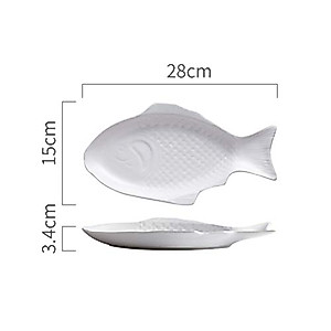 Cabilock Ceramic Fish Shaped Plate Appetizer Serving Tray Platter Creative Japanese Snack Storage Dish Tray for Restaurants Home (11 Inches White)