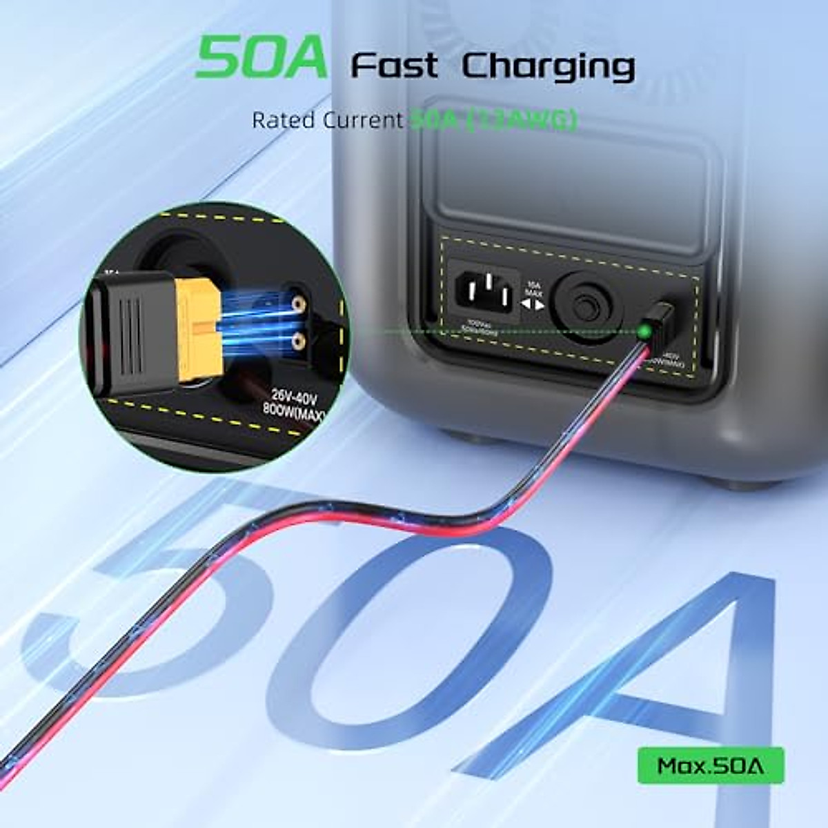 Bateria Power 3.3FT Solar Connector to XT60 Adapter Extension Cable, 12AWG Solar Panel to XT60 Charge Extension Cable for RV Foldable Solar Panel, Portable Power Station, Solar Generator (1PCS)