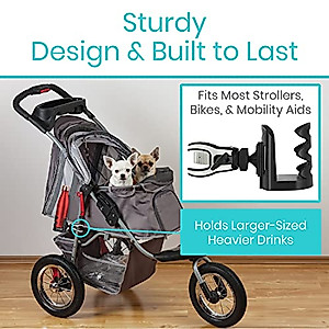 Vive Cup Holder for Walker, Wheelchair, Accessories, Stroller, Adults, Bike, Boat, Desk, Mobility Scooter, Rollator, Electric Wheel Chair - Portable Adjustable Cupholder Attachment, Near Universal Fit