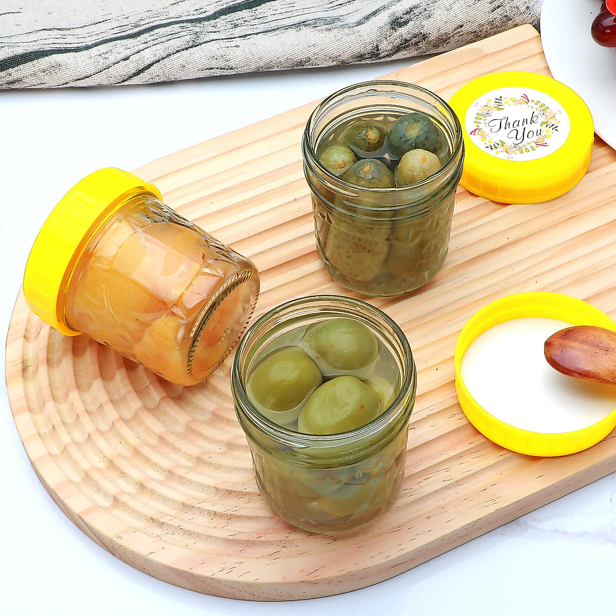 COMUDOT Mason Jars 6 OZ,16 PACK Glass Canning jars With Lids,Small Mason Jars For Jelly,Jam,Honey,Wedding Favors,Shower Favors