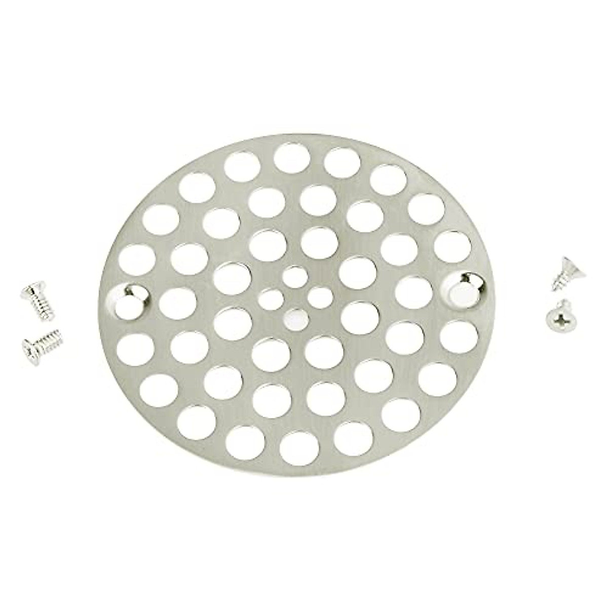 Artiwell 4’’ Shower Strainer Drain Trim Set, Solid Brass Screw-in Shower Strainer Drain Cover, Replacement Strainer Grid by Artiwell, Machine & Self-Tapping Screws Included (Brushed Nickel)