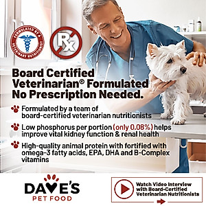 Dave's Pet Food Kidney Support for Dogs with Renal Support (Tuna Pate), Wet Renal Dog Food, Non-Prescription Low Phosphorus, Added Vitamins & Minerals, Vet Formulated (5.5 oz, Pack of 12)