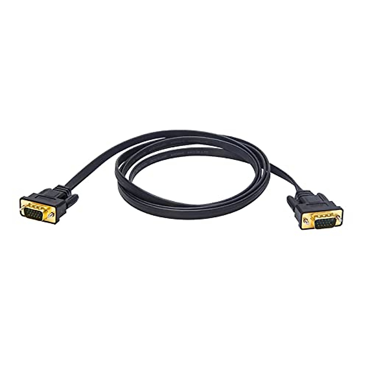 DTech Thin Computer Monitor VGA Cable 6ft Standard 15 Pin Connector Male to Male VGA Cord Flat Wire for Desktop (6 Feet, Black)
