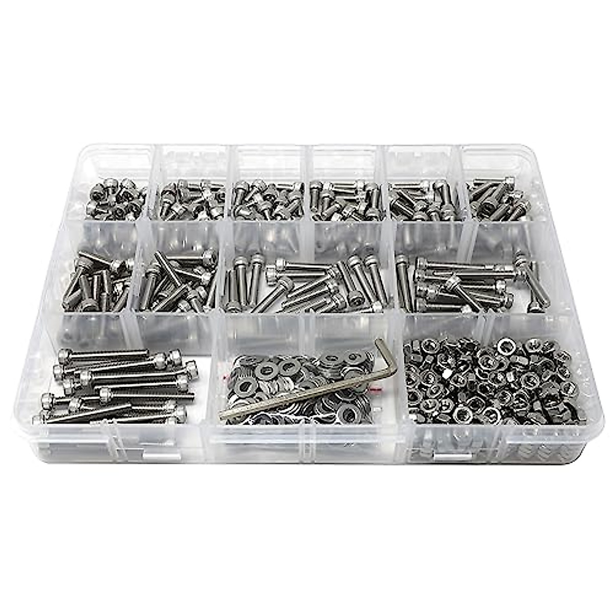iexcell 660 Pcs M4 x 5/6/8/10/12/14/16/18/20/25/30 Stainless Steel 304 Hex Socket Head Cap Screws Bolts Nuts Washers Assortment Kit