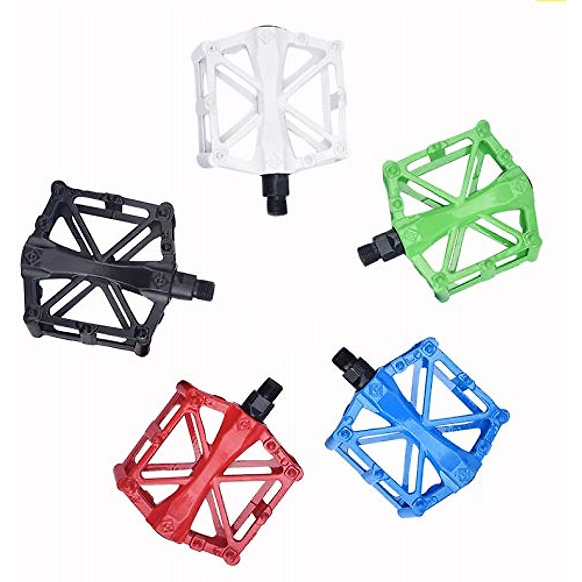Free-fly Bicycle Pedal - Aluminum Bearing Bike Pedals with 16 Anti-Skid Pins - Lightweight Platform Pedals - Universal 9/16" Bike Pedal for Mountain BMX MTB Road Bike (White)