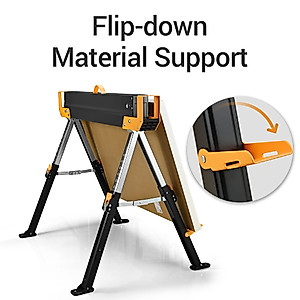 WORKESS Saw Horses 2 Pack Folding, 2600 Lbs Load Capacity & 24-32 Inch Adjustable Height Heavy Duty Sawhorse Table with 2x4 Support Arms, Portable Folding Legs and Easy Grip Handle for Woodworking