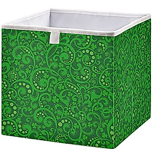 visesunny Closet Baskets St Patricks Green Plant Storage Bins Fabric Baskets for Organizing Shelves Foldable Storage Cube Bins for Clothes, Toys, Baby Toiletry, Office Supply