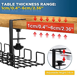 Effortless Cable Management Under Desk - No Drill Cord Organizer Tray for Home and Office PCs - Desk Cable Management Rack with No Damage to Desk (2packs)