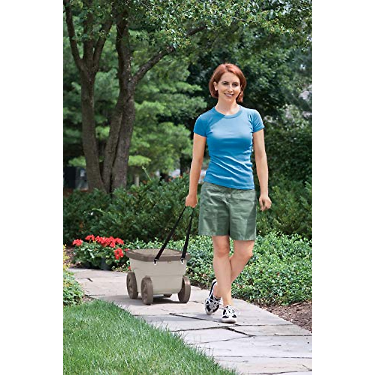 Suncast Outdoor Rolling Garden Scooter - Durable Plastic Portable Garden Seat Rolls in Grass and Dirt - Carries Garden Supplies