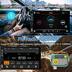 Double Din Car Stereo with Dash Cam,7 Inch Full HD Touchscreen Car Stereo Receiver Support with Apple Carplay and Android Auto,Car Stereo with Bluetooth,Mirror Link,Backup Camera,FM/USB/AUX/Subwoofer