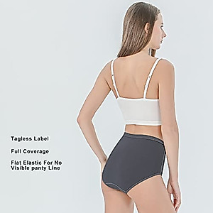 POUDEW Panties for Women Pack Ultra Soft Viscose Full Coverage Ladies Underwear, 6 Pack, Black/White/Grey/Navy/Blue/Red, Medium