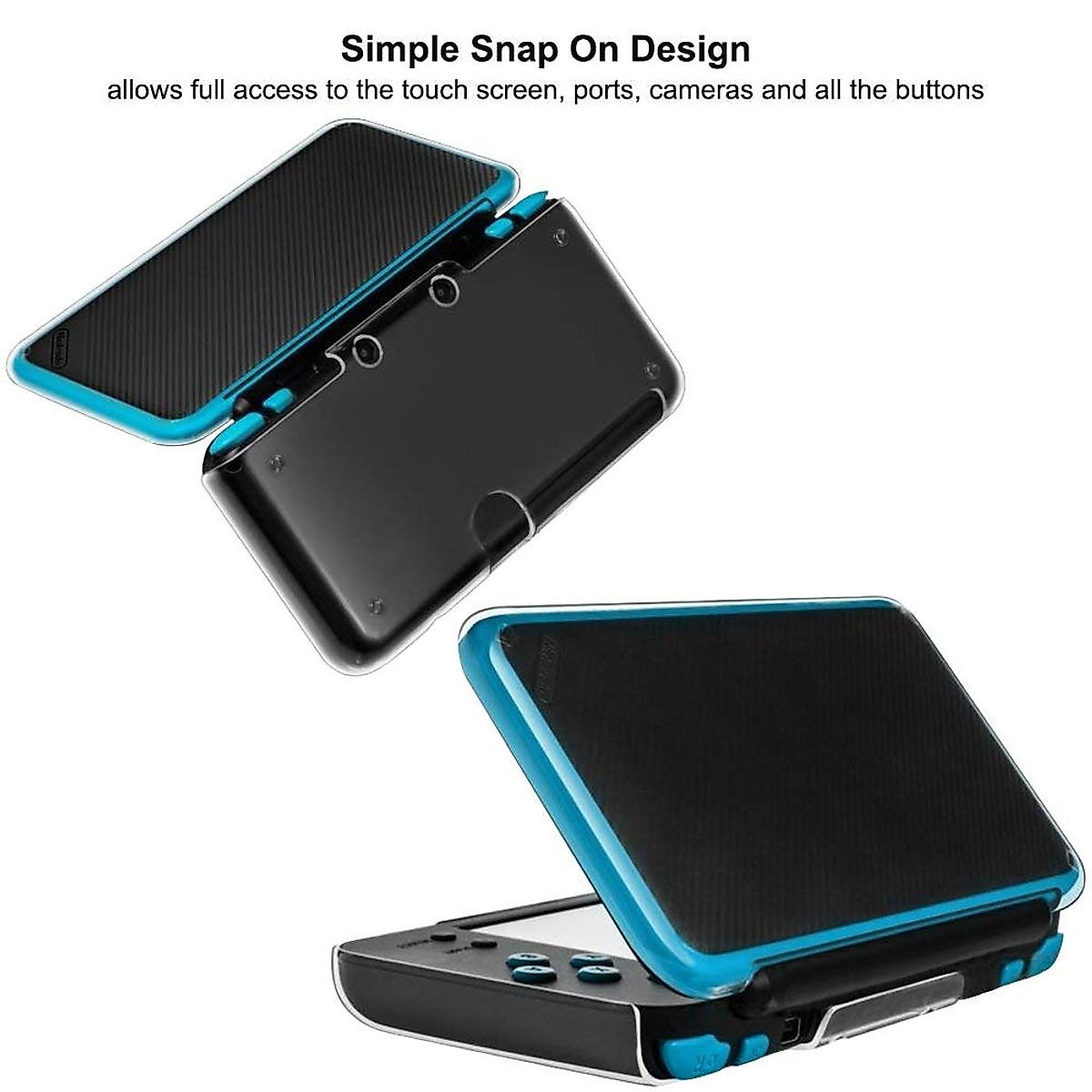 Hard Case Compatible New 2DS XL with 2 Packs Screen Protector, AFUNTA Anti-Scratch Crystal Clear Case, with 4 Pcs Tempered Glass Protective Films for Top and Bottom Screen