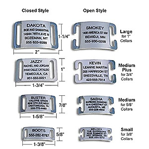 LuckyPet Slide-On Pet ID Tag: Medium-fits 5/8 inch Collars, Open Ends - Personalized Dog and Cat Tags, Silent, Chew-Proof Stainless Steel Collar Tags, Custom Engraved