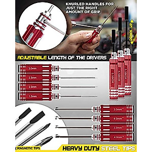 RC Car Tool Kit - Screwdriver Set (Flat, Phillips, Hex), Pliers, Wrench, Body Reamer, Stand, Repair Tools for Quadcopter Drone Helicopter Airplane, Accessories Compatible with Traxxas R C Cars – 25pcs