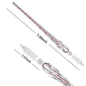 Glass Dip Pen Set Vintage Handmade Glass Signature Pen Elegant Crystal Dip Pen Sign Gift Pen (Light Blue)