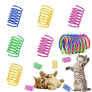Cat Spring Toys 60 Pack, Colorful Springs Cat Toys Interactive Cat Toy Plastic Coil Spiral Springs Creative Cat Toy to Kill Time and Keep Fit Durable Heavy Plastic Spring for Indoor Cats Kitten Toys