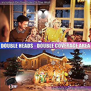 Snowflake Projector Lights Outdoor with Remote Control, Christmas Snowflake Projector Lights, IP65 Waterproof Snowfall Landscape Light Christmas Projector Gift for Holiday Friend Garden Wall Decor