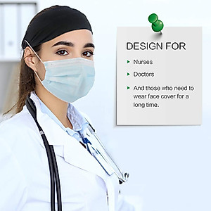 SUNLAND Headband with Buttons for Face Masks and Covers Unisex Elastic Hair Band for Ears Protection Bandannas for Head Wraps 3 Pack Black