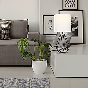 Catalina 22771-001 Mid-Century Modern Open Metal Cage Table Desk Lamp, 17.25", Matte Black