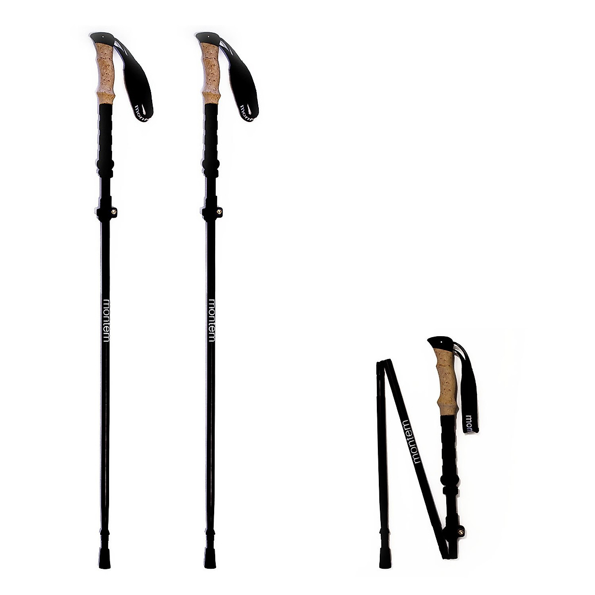 Montem Folding Collapsible Hiking/Walking/Trekking Poles - One Pair (2 Poles)