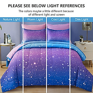 Drucon Rainbow Comforter Set Queen Size for Teen Girl &Boys,7 Pieces Bed in A Bag Blue Purple Rainbow Bedding Set Queen Size(1 Comforter, 1 Flat Sheet, 1 Fitted Sheet, 2 Pillow sham, 2 Pillowcases)