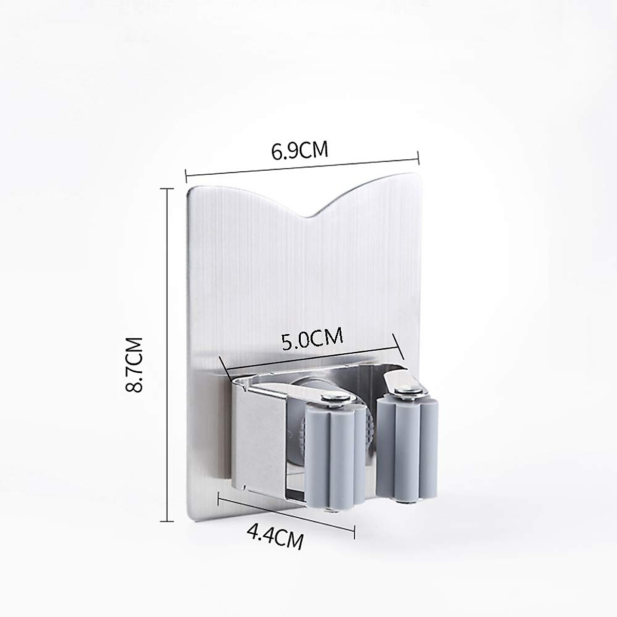 2 Pack Mop Broom Holder Racks 304 Stainless Steel Self Adhesive Heavy Duty Wall Mounted Mop Organizer Storage Clip Multi-Used for Garage Kitchen and Bathroom