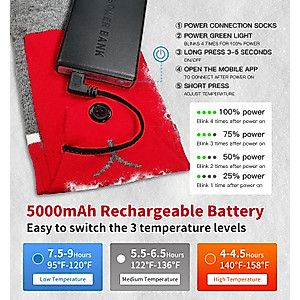 YAHAVA Electric Heated Socks for Men Women 5000mAh Rechargeable Battery Heated Socks with APP Remote Control Washable Feet Warmer Socks for Winter Hunting-Black