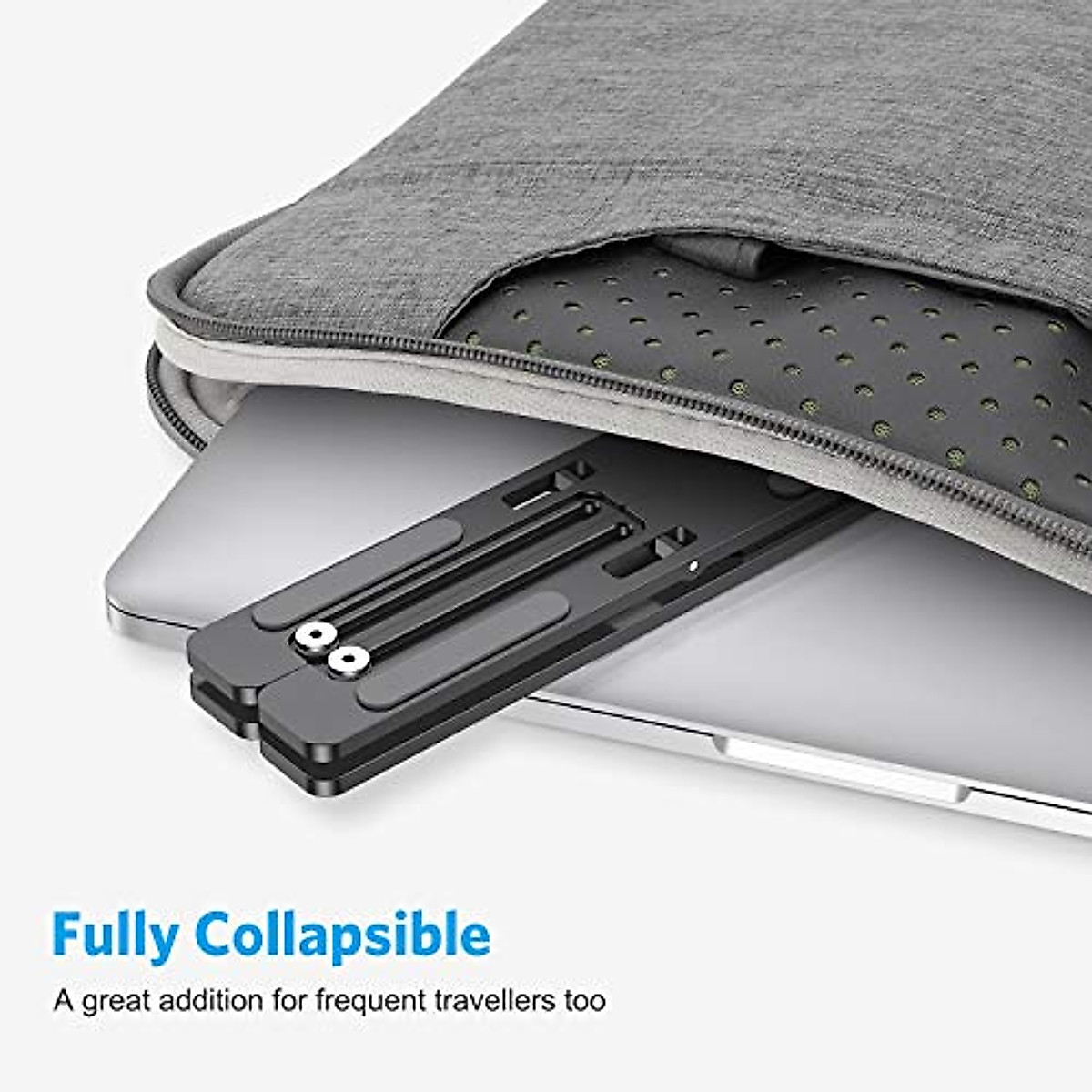 OMOTON Laptop Stand, Adjustable Laptop Stand for Desk, Portable Foldable Laptop Holder, Aluminum Laptop Cradle, Compatible MacBook Air, MacBook Pro, HP, Dell, Lenovo More (Up to 16 inch) (Black)