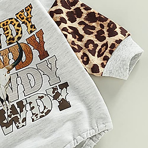 Lamuusaa Western Baby Girl Boy Clothes Long Sleeve Romper Sweatshirt Cow Print Bodysuit Oversized Sweater Fall Outfit 0-24M (Leopard A, 6-12 Months)