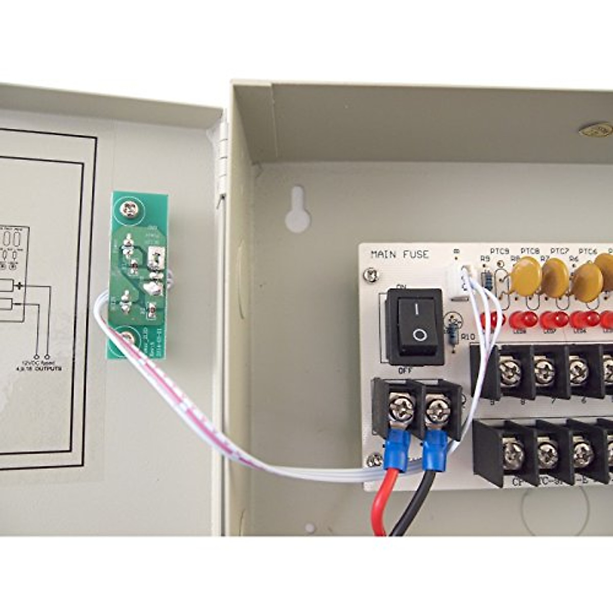 Evertech 8 Channel 9 Port Power Box Security Camera 12V DC 5A Amper CCTV DVR Power Supply Switch Box Key Locked with 9 Pcs. Male Power Jack (9 Port)
