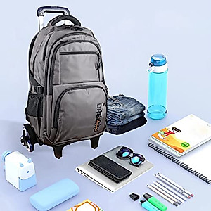 VILINKOU Rolling Backpack with Wheels Backpacks on Wheels for Boy and Girl, 18 inch Wheeled Backpack for School, Travel (Grey)