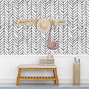 Taogift 17.7x117 Inches Peel and Stick Vinyl Black and White Striped Geometric Contact Paper Wallpaper for Walls Shelves Cabinets Dresser Drawer Furniture Decal Removable