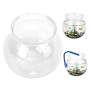Mini Fish Tank,Classic Drum Style Fish Bowl Transparent Plastic Round Bowl Aquarium 360° View of Aquarium Centerpiece or Terrarium(L)