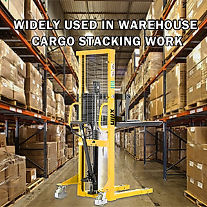 Xilin Manual Pallet Truck Stacker 2200lbs Capacity 63" Hydraulic Lift Height with Adjustable Forks and Fixed Legs Handling Tools