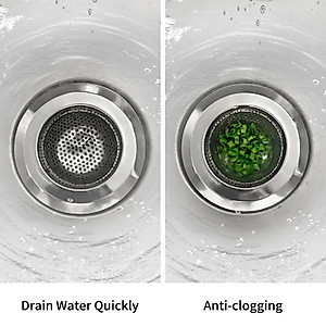 3 Pack Kitchen Sink Strainer Stopper Kit, Universal Silicone Drain Cover, Large Wide Rim 4.5" Stainless Steel Sink Drain Strainer, Food Catcher for Kitchen Sink