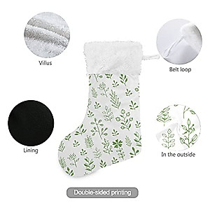 Kigai Christmas Stockings Cute Leaf Green Large Candy Stockings Stuffers Kids Cute Xmas Sock Decorations 2PCS for Home Holiday Party 12" x18"