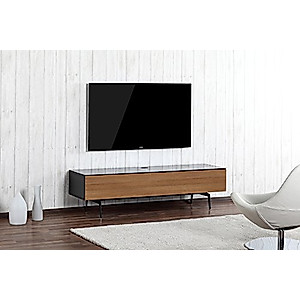 SONOROUS Studio ST-360 Wood and Glass Modern TV Stand with Spike Metal Legs for Sizes up to 75" (Modern Design Cabinet for Your Audio/Video Components and Consoles, Comes with I/R Repeater) - Black