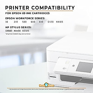 Houseoftoners Remanufactured Ink Cartridge Replacement for Epson 69 T069 for Stylus CX8400 NX400 NX415 Workforce 600 500 30 610 310 NX105 C120 Printer (BCMY, 4PK)