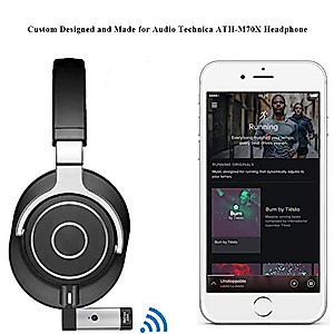 Airfrex Wireless Bluetooth Adapter Receiver with 2.5mm Jack for Audio Technica ATH-M50X and ATH-M40X and ATH-M70X Headphones, Audio Technica Headphone Cable Cord Replacement Connector
