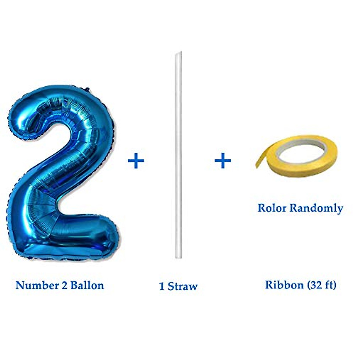 40 Inch Jumbo Blue Number 2 Balloon Giant Balloons Prom Balloons Helium Foil Mylar Huge Number Balloons for Birthday Party Decorations/Wedding/Anniversary