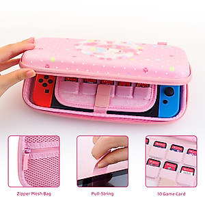 RHOTALL Case Compatible with Nintendo Switch/Oled Carry Case 2 in 1 Shoulder & Hand Strap, Protective Hard Portable Travel Carry Case Shell Pouch for Nintendo Switch/Oled Console & Accessories
