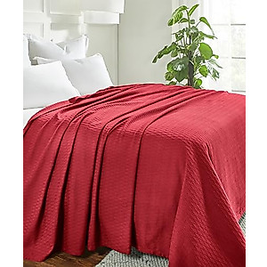 Superior Diamond Weave Blanket, 100% Cotton Cover for Home, Couch, Bed, Soft, Warm Blankets, Boho Aesthetic, Comfy, Cozy, and Cute Covers, Decorative Bedding Essentials, King, Burgundy