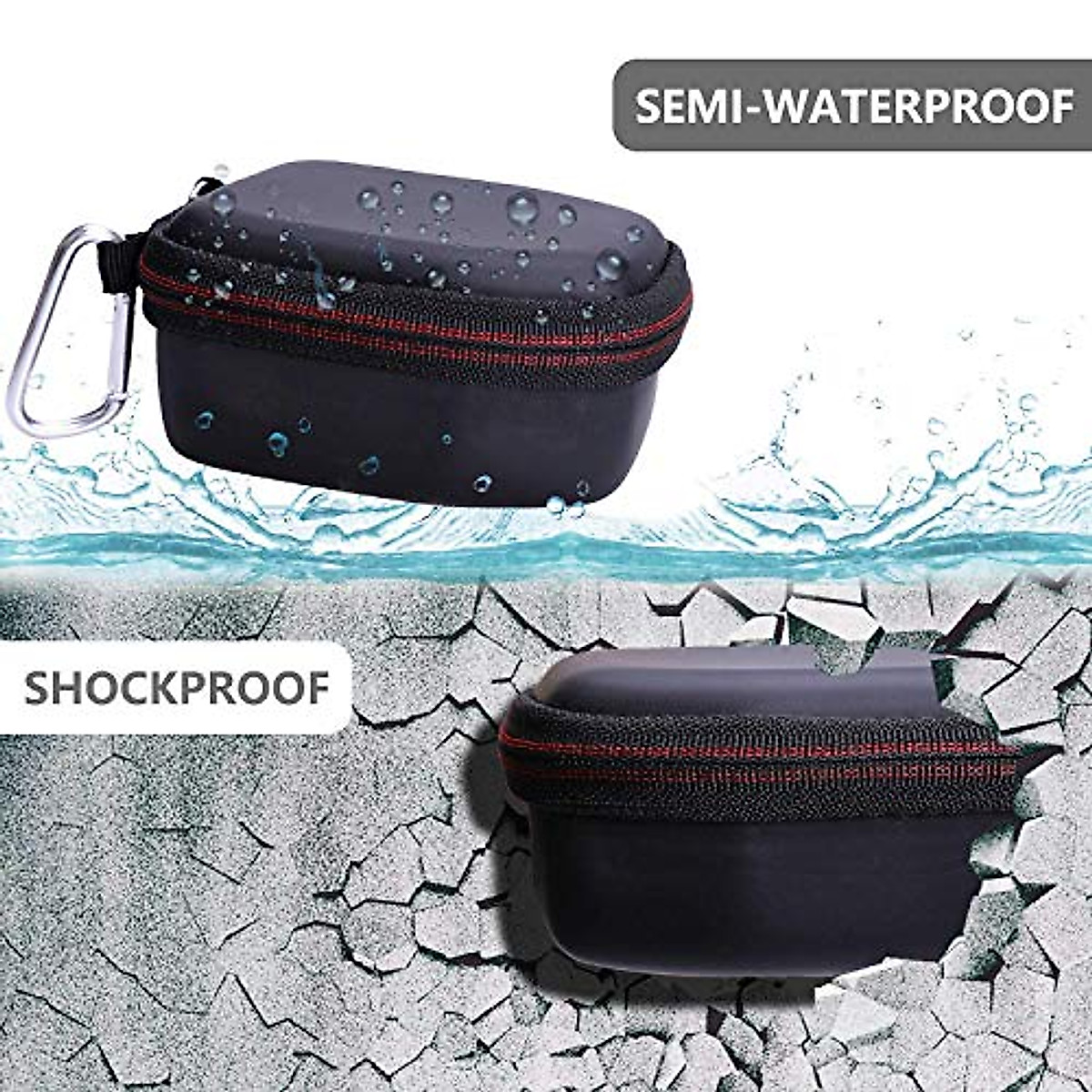 LTGEM Hard Case for Beats by Dre Powerbeats High-Performance/Powerbeats 3 / BeatsX/Beats Flex Wireless Earphones - Travel Protective Carrying Storage Bag with Carabiner-Black (Sale Case Only)