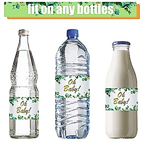 40 Pieces Baby Shower Water Bottle Labels Baby Gender Reveal Water Bottle Stickers for Boy Girl Baby Shower Label Sticker for Baby Shower Party (Greenery Jungle Style)