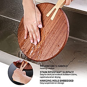 YSTKC Sapele Wood Cutting Board for Kitchen,Solid Wooden Charcuterie Board with Handle,13" Chopping Board,Serving Borad for Cutting Steak,Cheese,Fruits and Vegetable