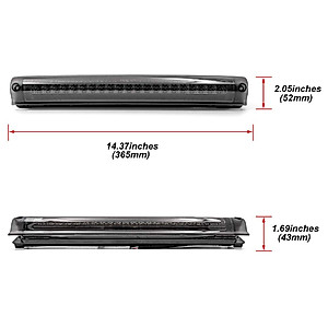 NSLUMO Led Third Brake Light Replacement for 1997-2003 F150 F250 2000-2005 F'ord Excursion Euro Smoked Lens Red LED Strobe 3rd Brake Center High Mount Stop Lamp White Cargo Light Kit OEM FO2890102