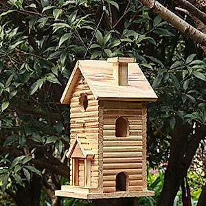 STARSWR Bird House,Outdoor Bird Houses for Outside Clearance,2 Hole Wooden BlueBirdHouse Finch Cardinals Hanging Birdhouse Nesting Box for Wild Bird Viewing