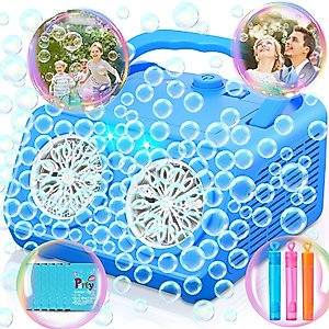 Kids Bubble Machine Automatic Bubble Blower - FUNNYB&G Bubble Maker 16000+ Bubbles Per Minute Bubble Toy for Parties Outdoor Wedding Christmas Birthday (Operated by Plugin or Batteries)